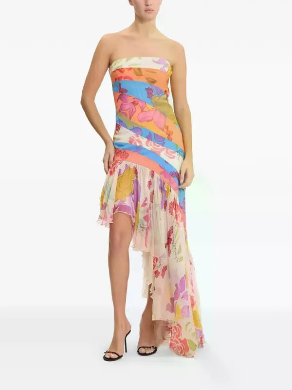 DONDE ESTEBAN Flores Strapless Asymmetric Dress - Neutrals