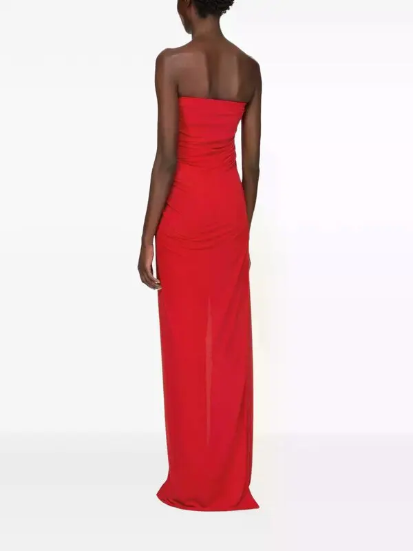 Rick Owens Draped Slit Strapless Maxi Dress