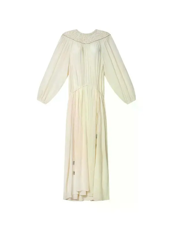 Isabel Marant Étoile Nydia Lace Bib Embellished Maxi Dress - Neutrals