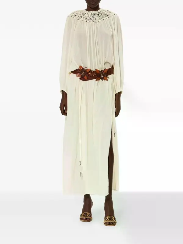 Isabel Marant Étoile Nydia Lace Bib Embellished Maxi Dress - Neutrals