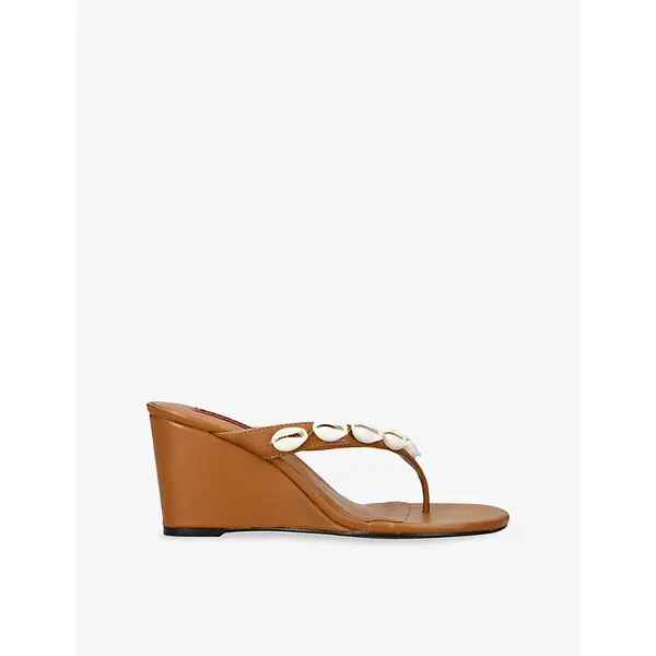SIMONMILLER Soleil Shell Heeled Leather Wedges - Camel/oth