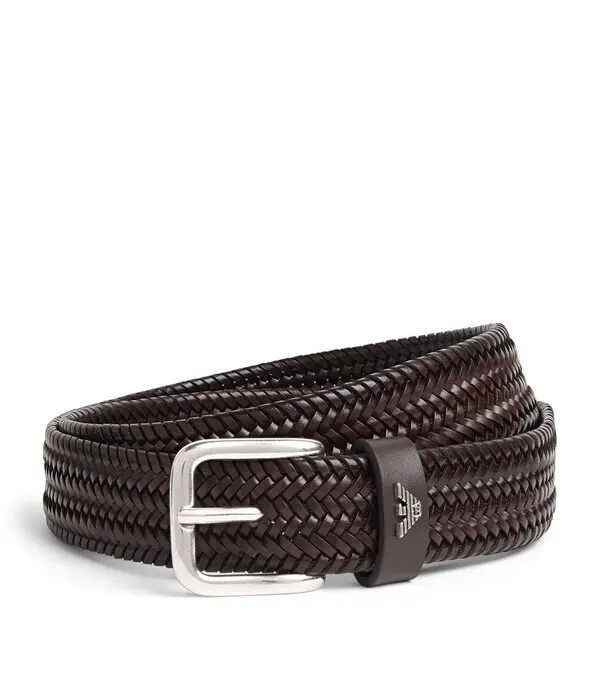 Emporio Armani Braided Leather Belt - Brown