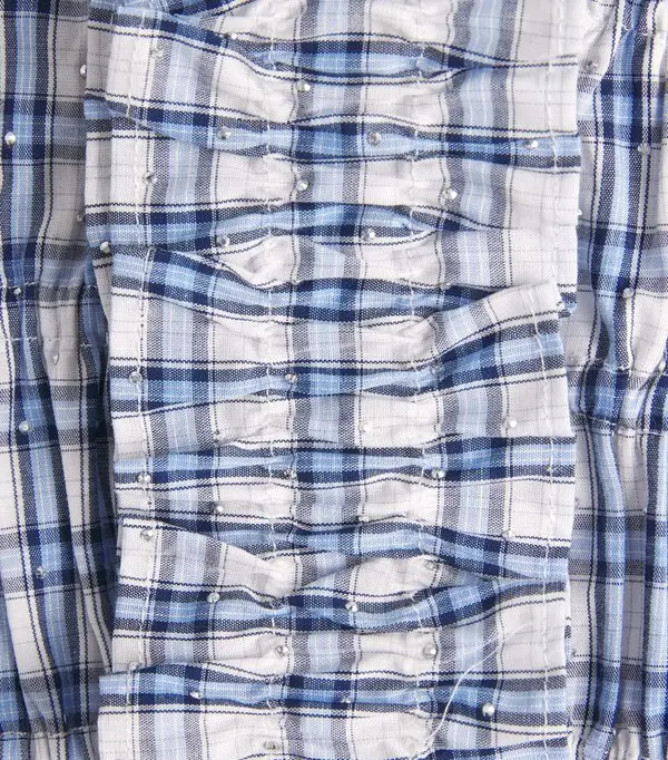Maje Embellished Cotton Smocked Checked Top - White