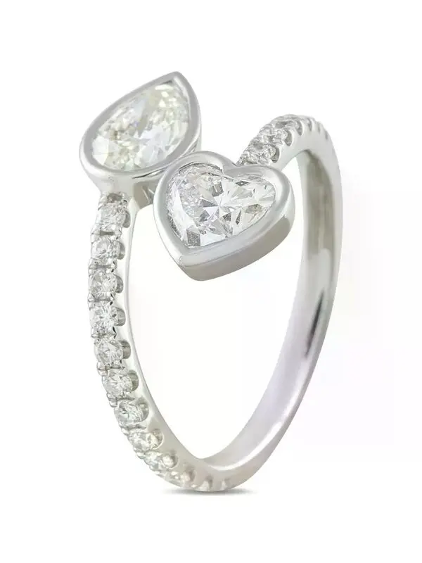 LB EXCLUSIVE 18k White Gold Bypass Diamond Ring - Silver