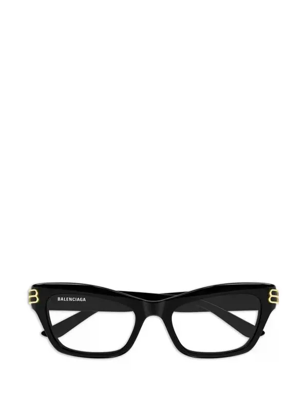 Balenciaga Rectangle-frame Eyeglasses With Gold Tone Logo - Black