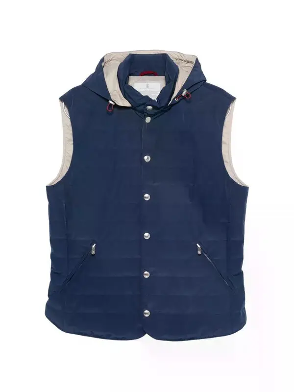 Brunello Cucinelli Hooded Padded Gilet - Blue