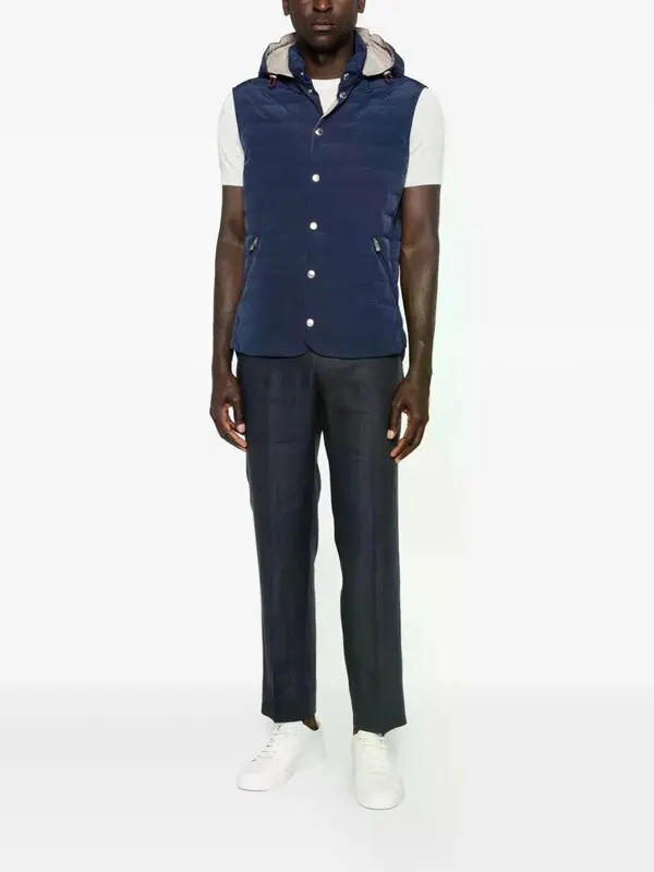 Brunello Cucinelli Hooded Padded Gilet - Blue