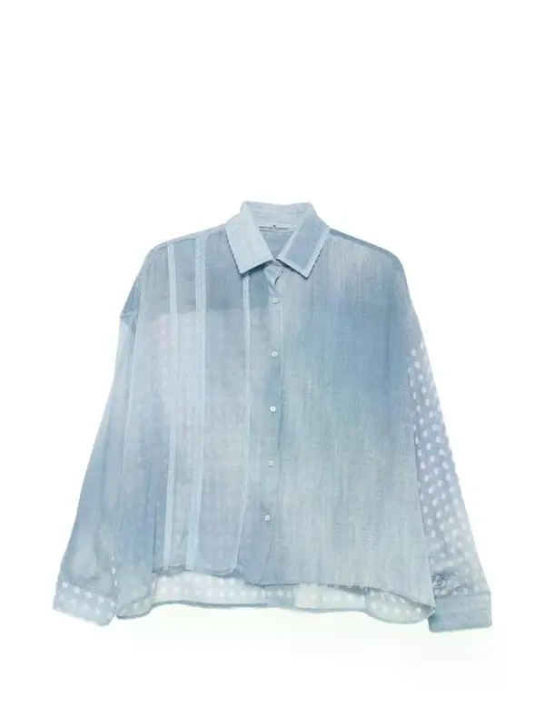Ermanno Scervino Lace-trimmed Polka-dot Shirt - Blue