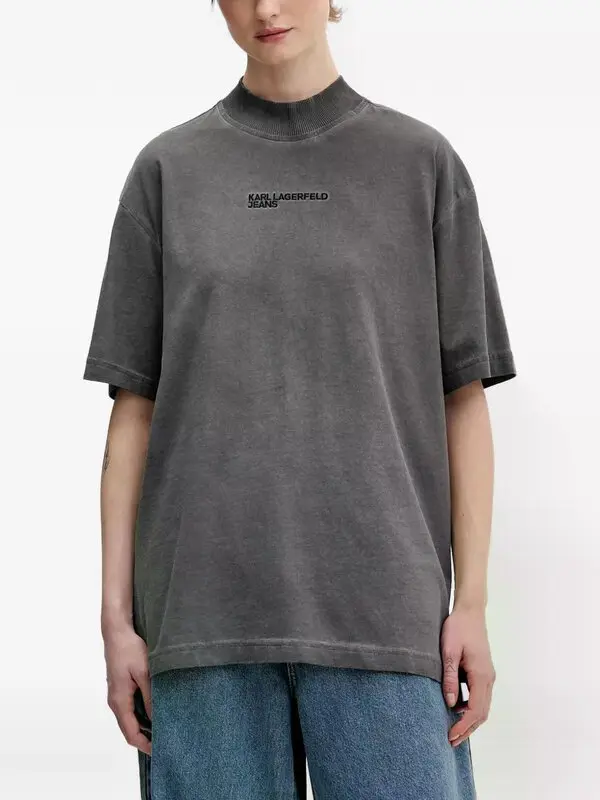 Karl Lagerfeld Mock Neck Ribbed T-shirt
