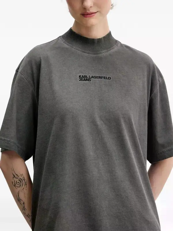 Karl Lagerfeld Mock Neck Ribbed T-shirt