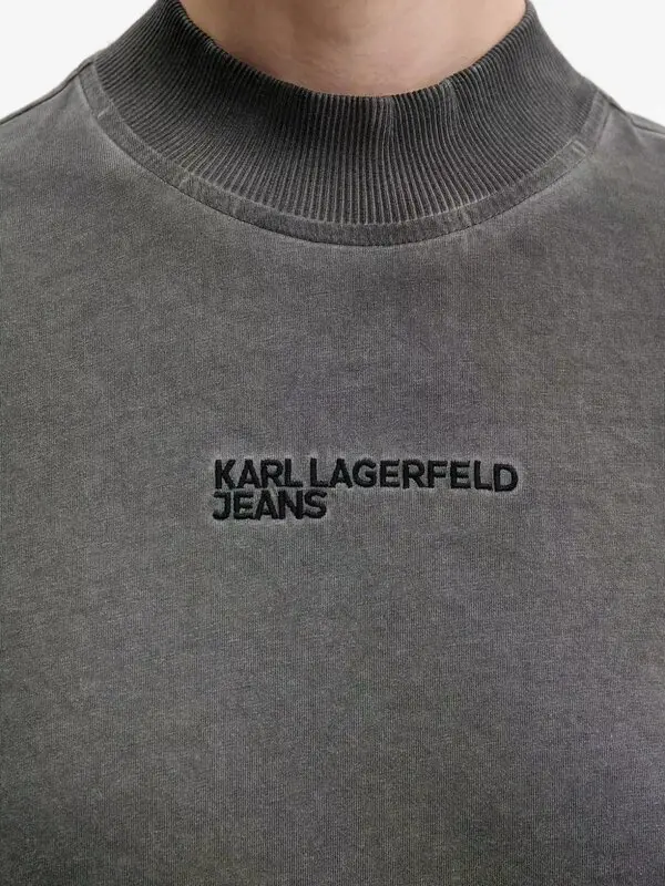 Karl Lagerfeld Mock Neck Ribbed T-shirt
