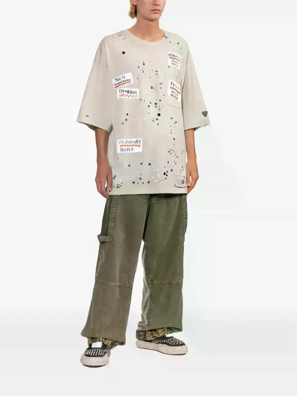 Mihara Yasuhiro Embellished-sticker T-shirt