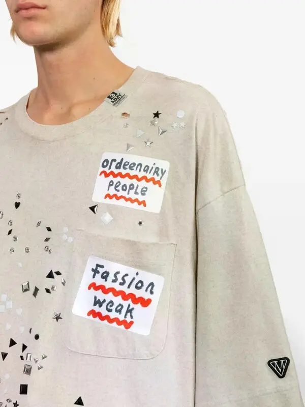 Mihara Yasuhiro Embellished-sticker T-shirt