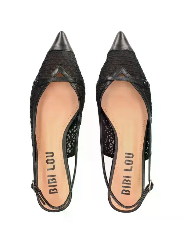 BIBI LOU Xaia Pointed-toe Slingback Pumps With Floral Lace Cut-out Detail - Black
