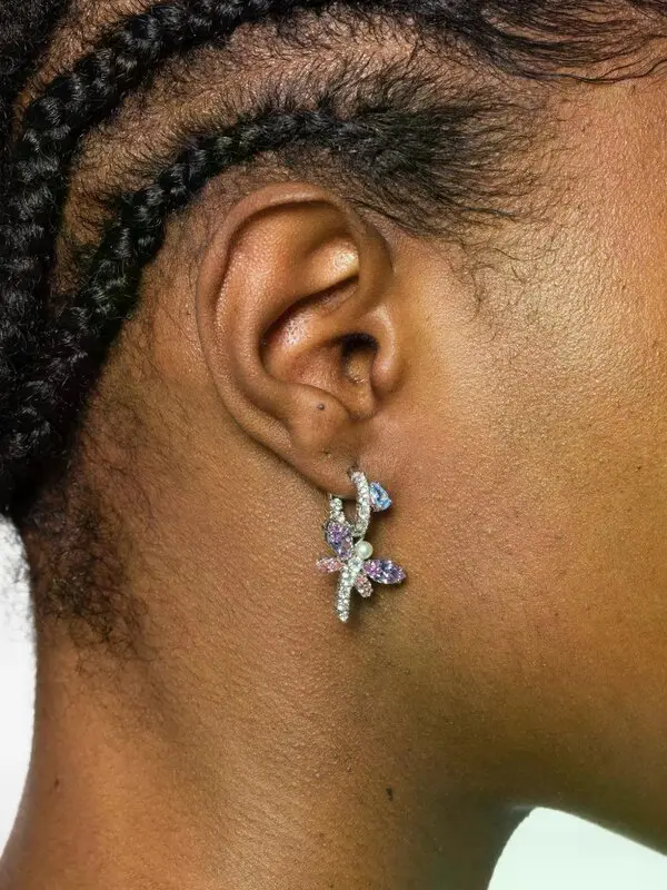 SWAROVSKI X Ariana Grande Dragonfly Motif Hoop Earrings - Silver