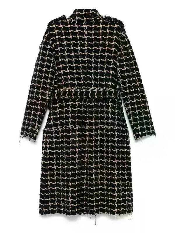 LANVIN Checked Wool Blend Mid-length Coat