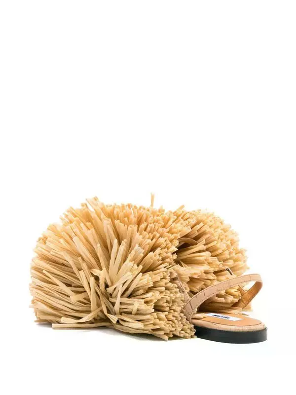 Moschino Pompom Slingback Sandals - Neutrals