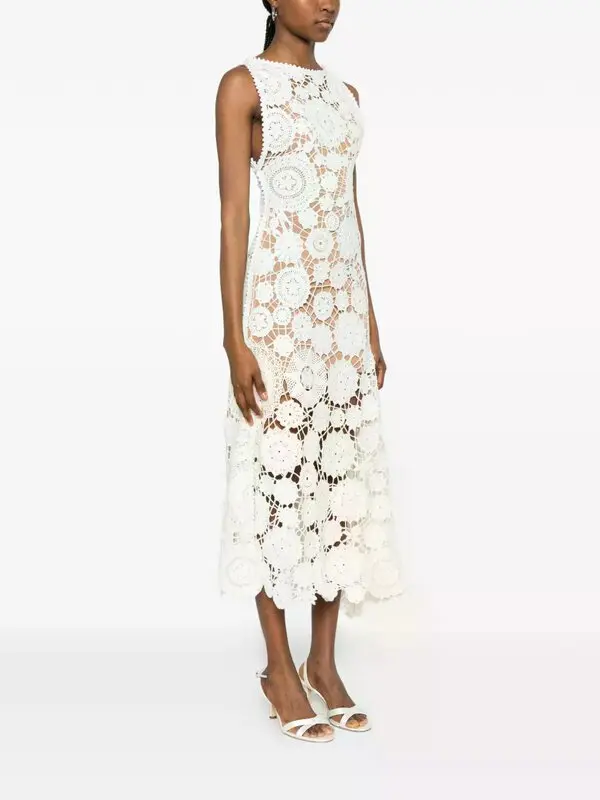 SELF-PORTRAIT Floral-motif Crochet-knit Dress