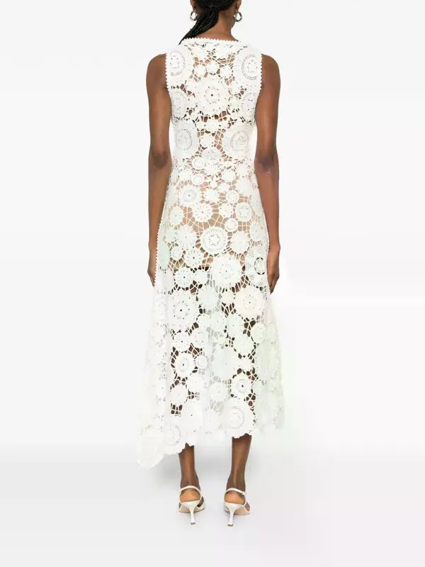 SELF-PORTRAIT Floral-motif Crochet-knit Dress