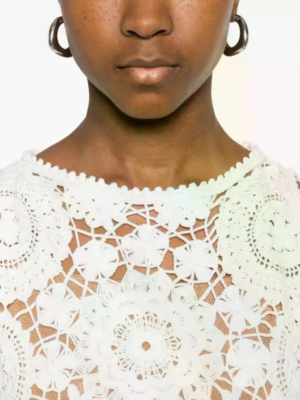 SELF-PORTRAIT Floral-motif Crochet-knit Dress