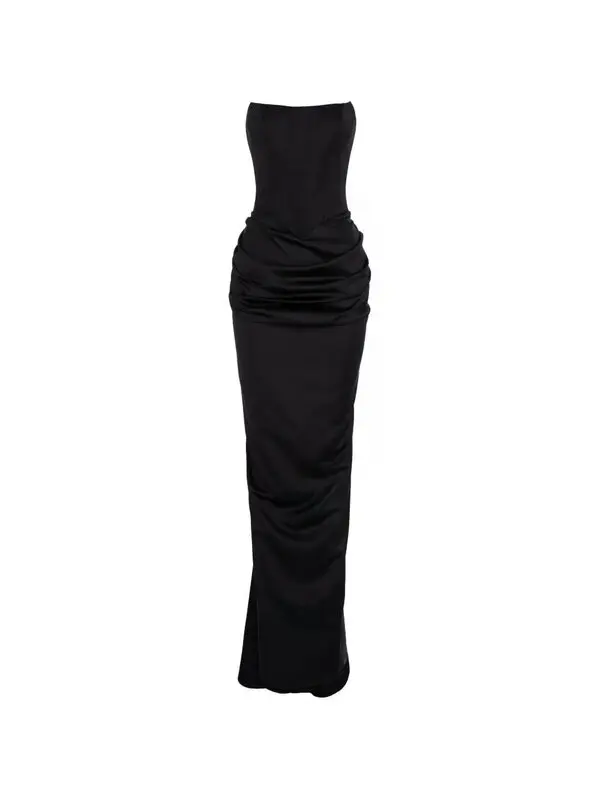 V:PM ATELIER Flavia Draped Detail Maxi Dress - Black
