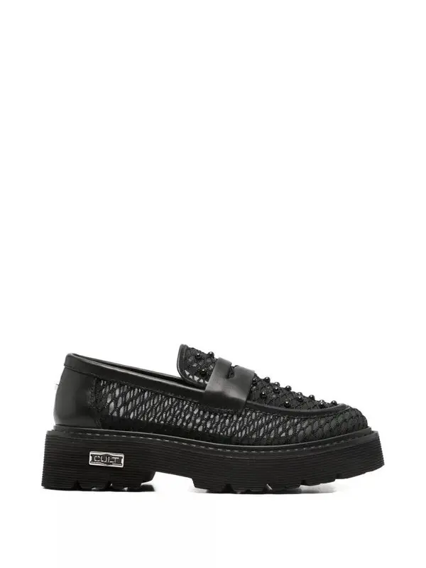 CULT Embellished Leather And Mesh Loafers