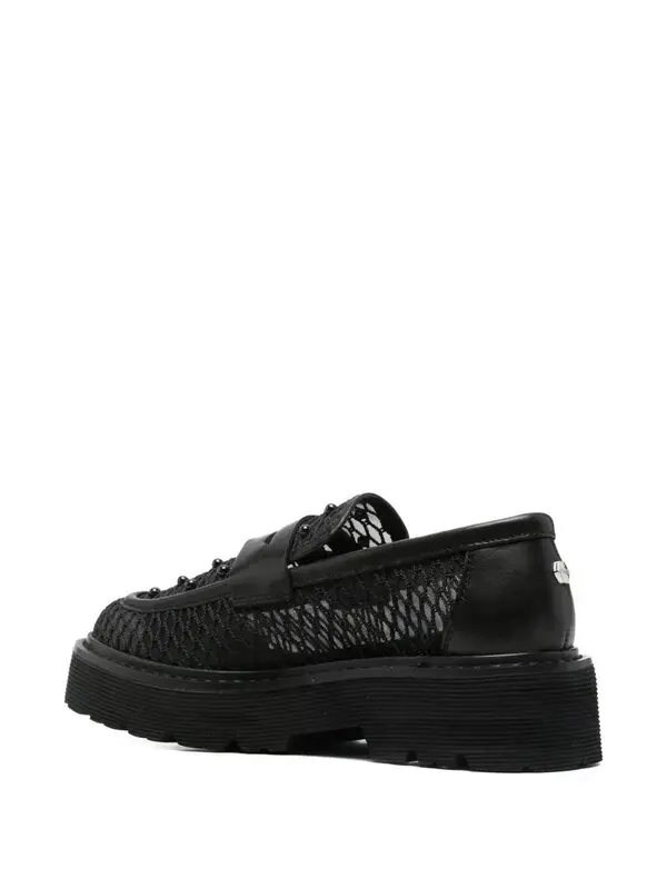 CULT Embellished Leather And Mesh Loafers