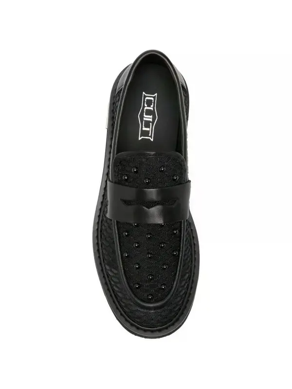 CULT Embellished Leather And Mesh Loafers