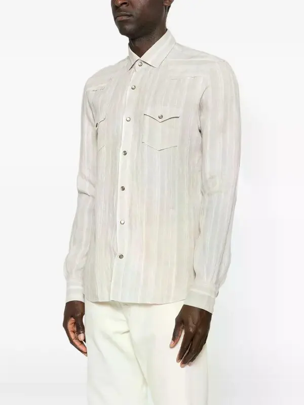 BARBA NAPOLI Striped Flap-pockets Shirt