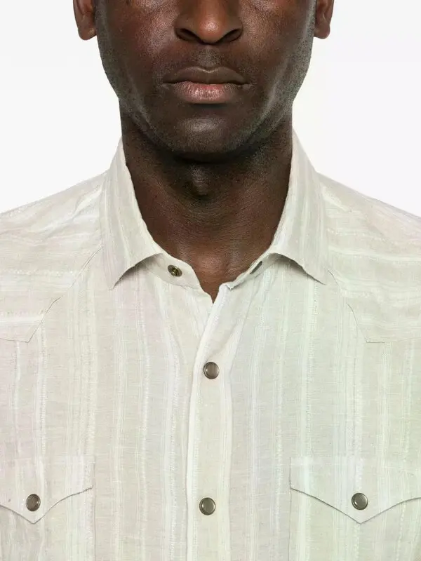 BARBA NAPOLI Striped Flap-pockets Shirt