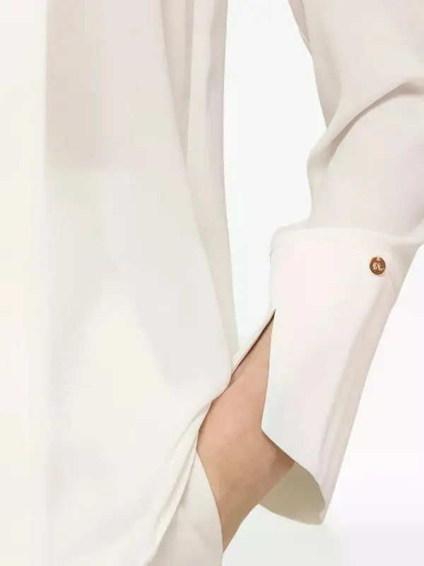 NISSA V-neck Chiffon Blouse With Buttoned Cuffs