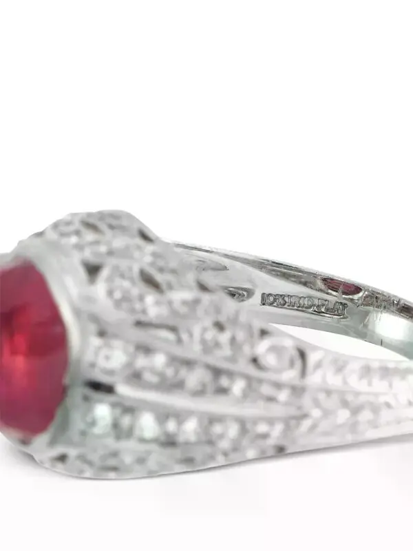LB EXCLUSIVE Platinum Pavé-set Diamond And Faceted Rubellite Ring