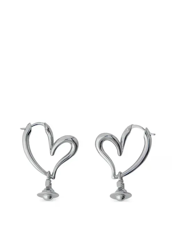 VIVIENNE WESTWOOD Emily Sculptural Heart Hoop Earrings - Silver