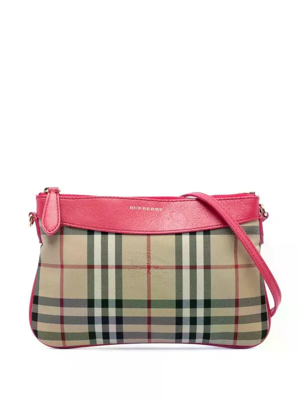 Burberry Haymarket Check Peyton Crossbody Bag - Red