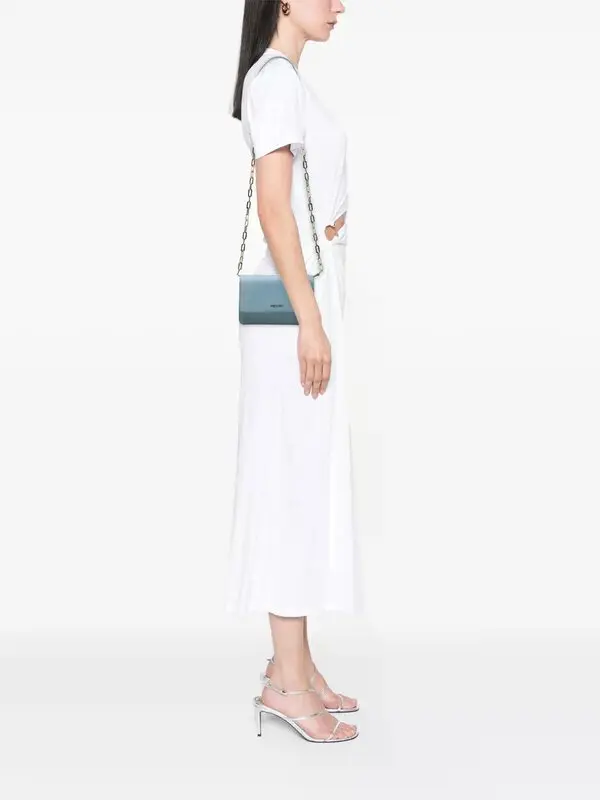 Prada Saffiano Leather Wallet On Chain Crossbody Bag - Blue