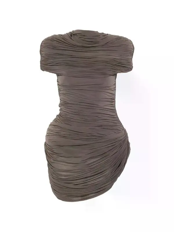 Magda Butrym High-neck Draped Mini Dress - Brown