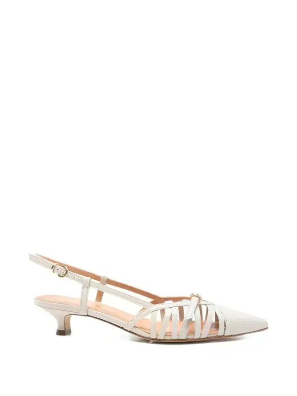 THE SELLER Slingback Leather Pumps With Buckle Detail - Neutrals