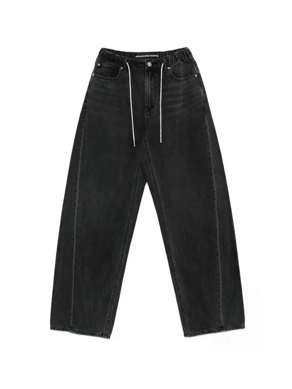 Alexander Wang Logo-patch Denim Balloon Joggers - Black