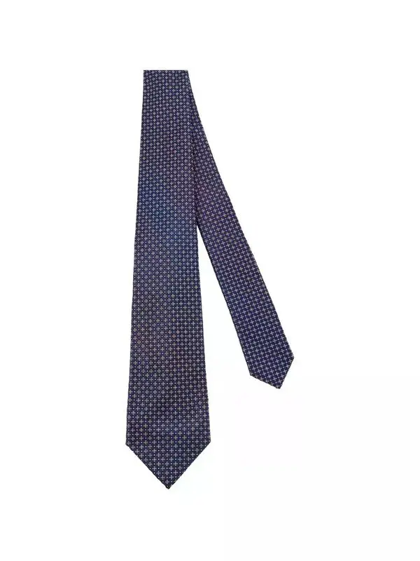 Kiton Geometric Pattern Neck Tie - Blue