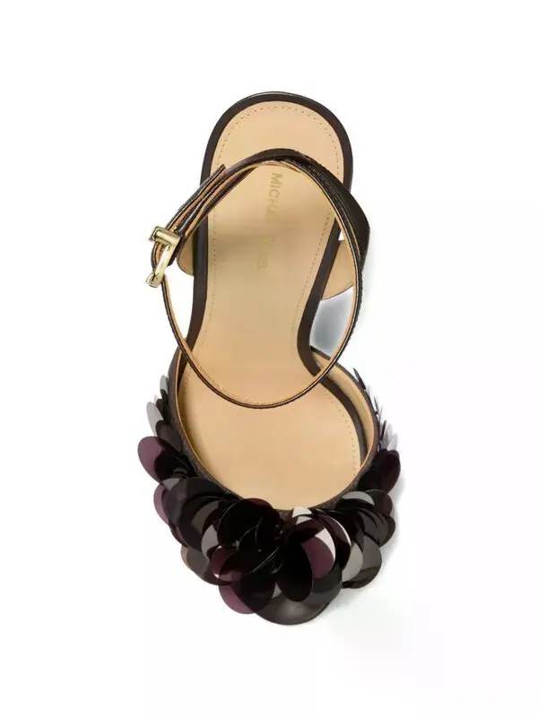 Michael Kors Sequined Embellished Ankle Strap Sandals - Brown