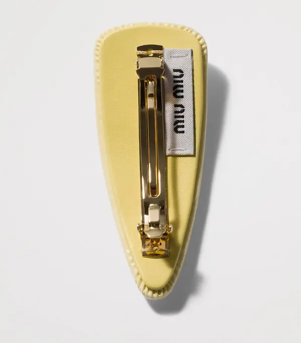 Miu Miu Patent Leather Logo Hair Clip - Neutral