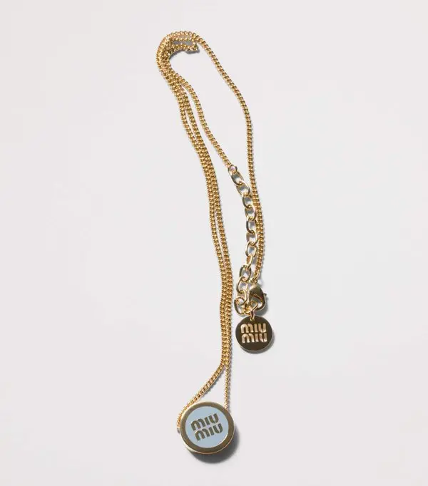 Miu Miu Enamel Logo Necklace