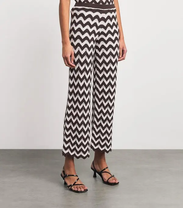 Maje Cotton Zigzag Crochet Trousers - Brown