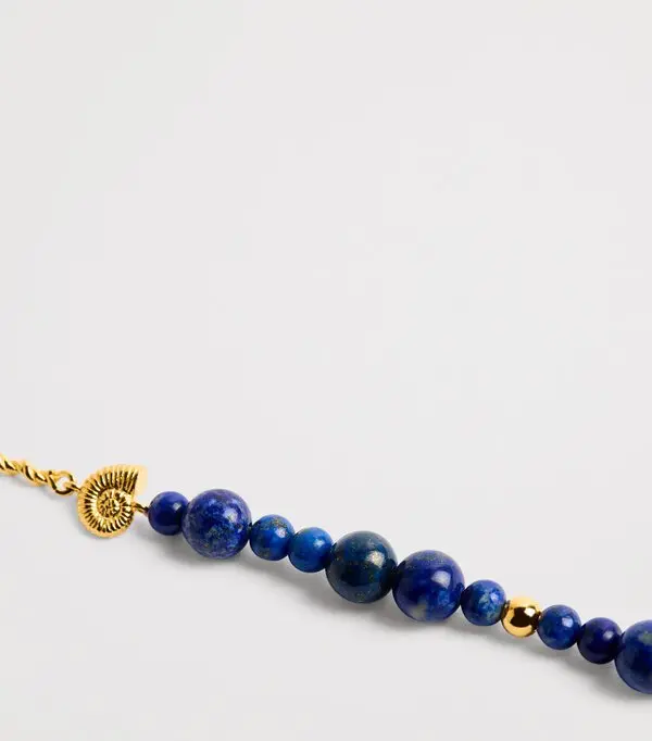 Anni Lu Gold-plated Lapis Lazuli Beaded Bracelet With Seashell Motif - Blue