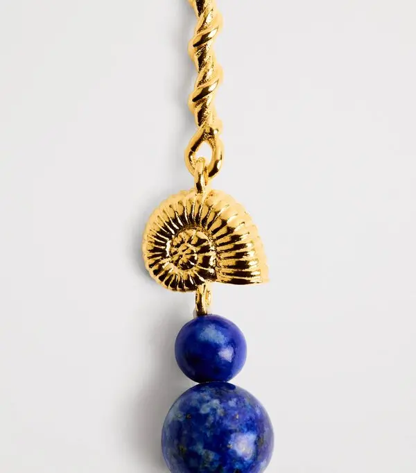 Anni Lu Gold-plated Lapis Lazuli Beaded Bracelet With Seashell Motif - Blue