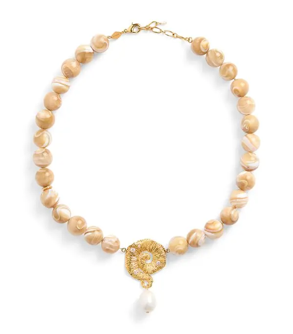 Anni Lu Gold-plated Necklace With Shell Pendant - Beige