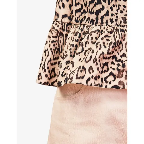 RO&ZO Sleeveless Peplum Hem Top With Print - Leopard