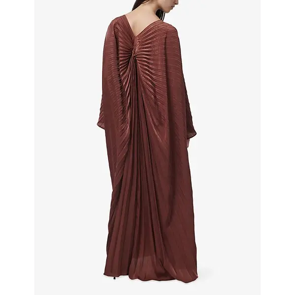 LEEM Pleated V-neck Woven Maxi Dress