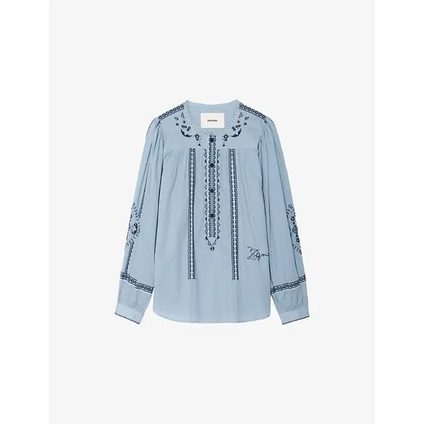 Zadig&Voltaire Embroidered Cotton Blouse - Sky