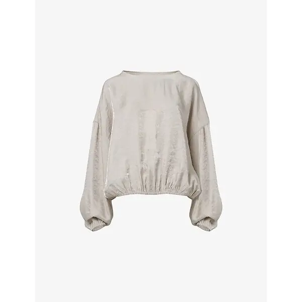 LEEM Round Neck Elasticated Hem Woven Blouse - Nude